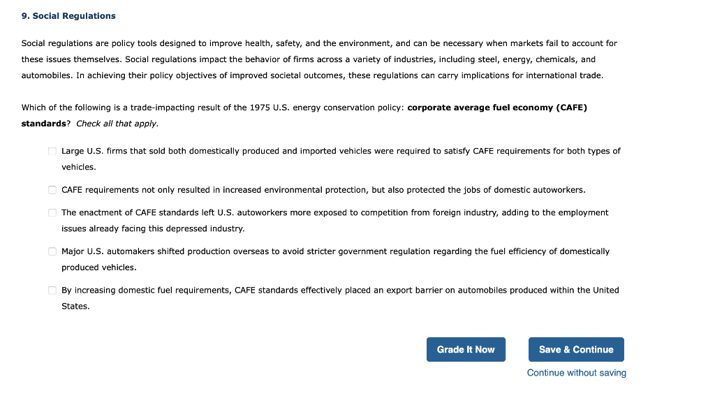 Solved Social regulations are policy tools designed to | Chegg.com