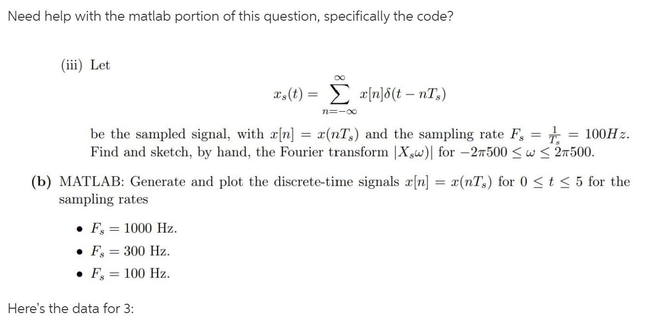 Solved Need help with the matlab portion of this question, | Chegg.com
