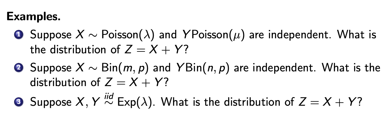 Solved = Examples. O Suppose X ~ Poisson() and Y Poisson(u) | Chegg.com