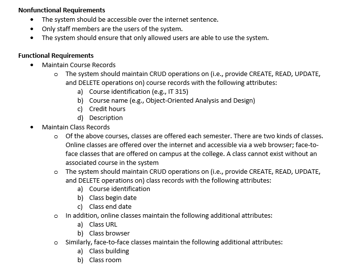 Solved The Student Information System Requirements | Chegg.com