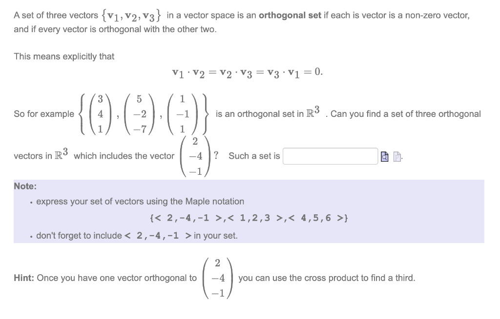 Solved A set of three vectors {v1,v2,v3} in a vector space | Chegg.com