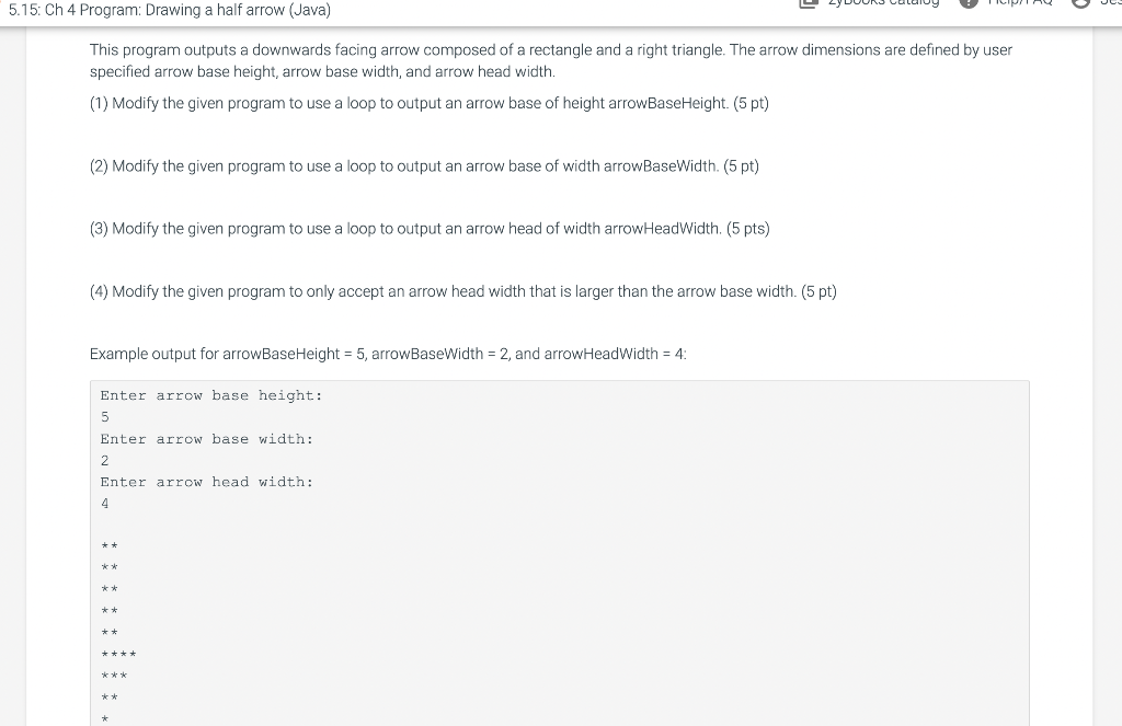 5.15: Ch 4 Program: Drawing a half arrow (Java) This | Chegg.com
