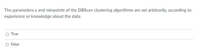 Solved The parameters e and minpoints of the DBScan | Chegg.com