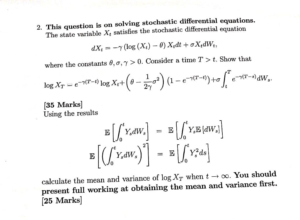 2 This Question Is On Solving Stochastic