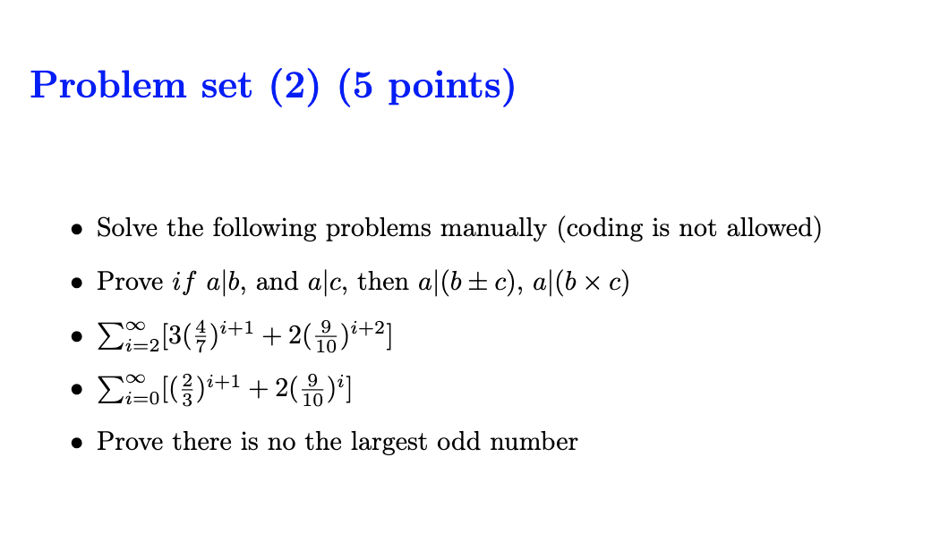 Solved Problem set (2) (5 points) a • Solve the following | Chegg.com