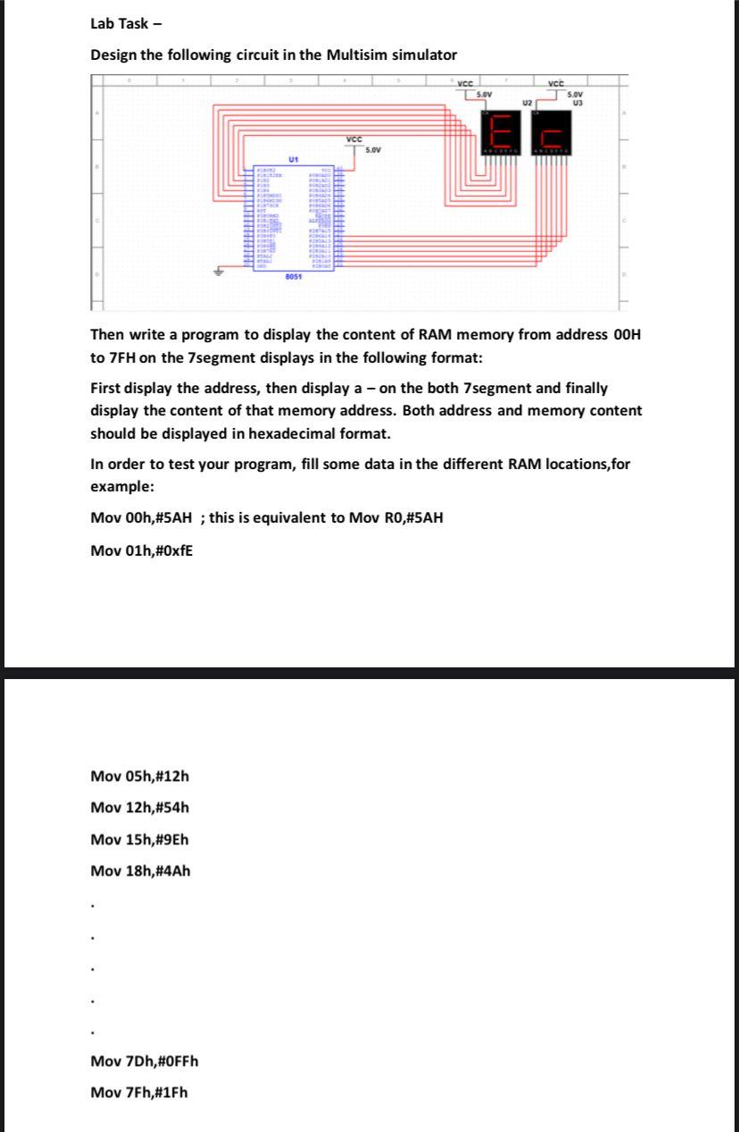 Lab Task - Design the following circuit in the | Chegg.com