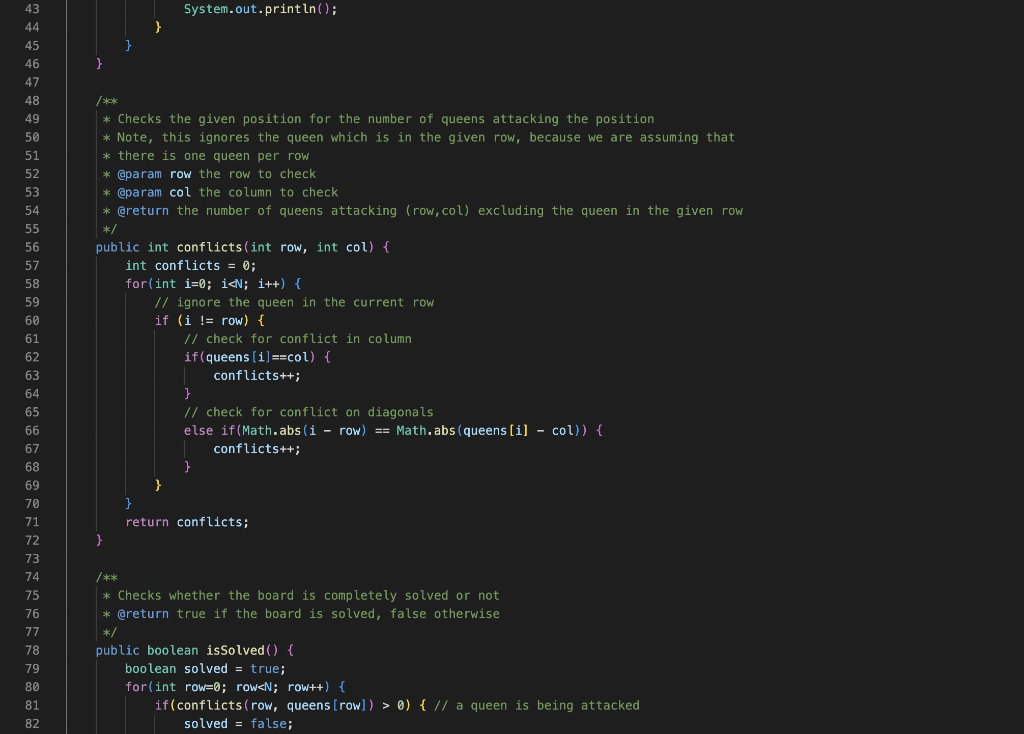 Solved In Java, implement the min-conflicts for the 8-queens | Chegg.com
