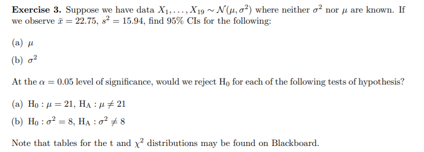 Solved Exercise 3 Suppose We Have Data X1 X19~n 1