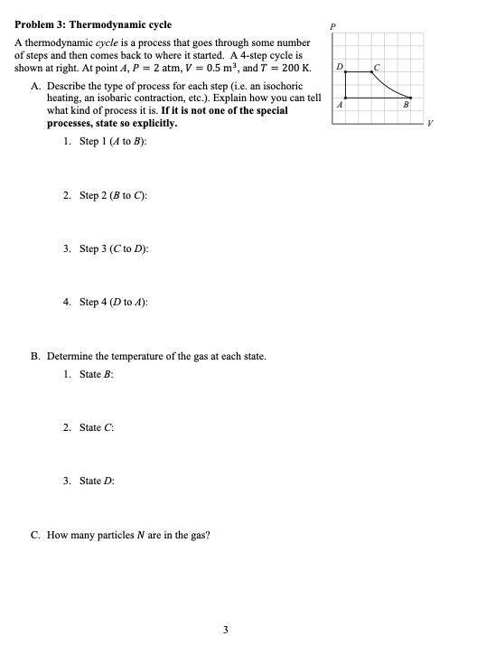 Solved P D с Problem 3: Thermodynamic cycle A thermodynamic | Chegg.com
