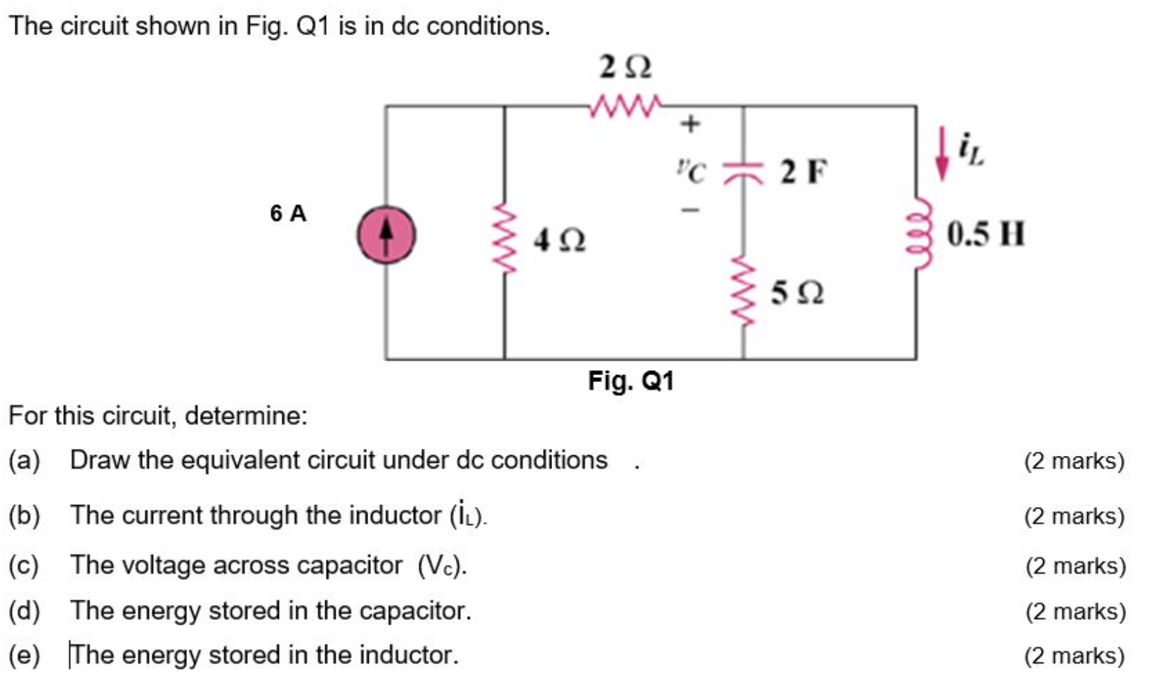 Solved The circuit shown in Fig. Q1 is in dc conditions. 222 | Chegg.com