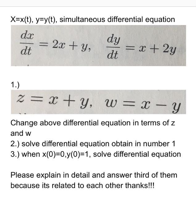 Solved X-x(t), yey(t), simultaneous differential equation | Chegg.com