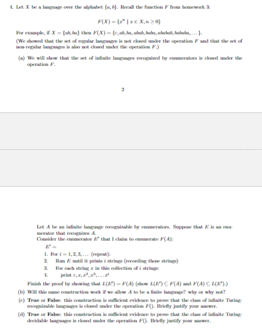 Solved Let x ﻿be a language over the alphahet {a,b}. ﻿Recall | Chegg.com