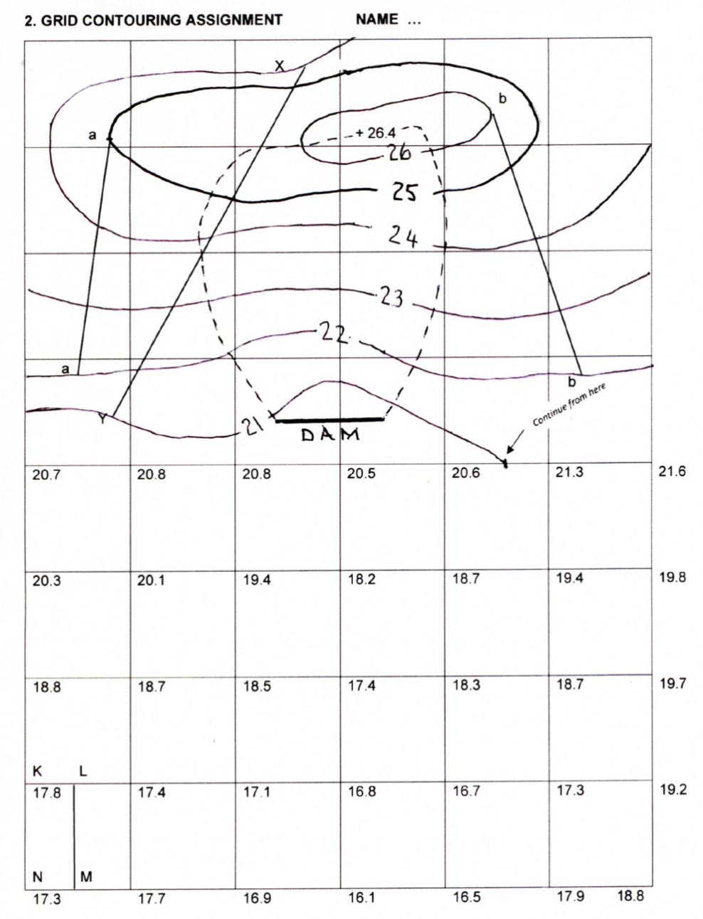 GRID CONTOURING ASSIGNMENT NAMF On the upper area of | Chegg.com