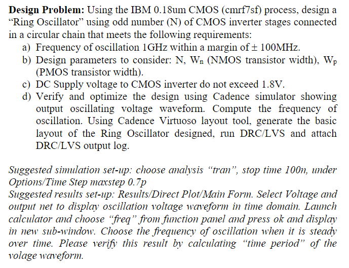 Solved Design Problem: Using the IBM 0.18um CMOS (cmrf7sf) | Chegg.com