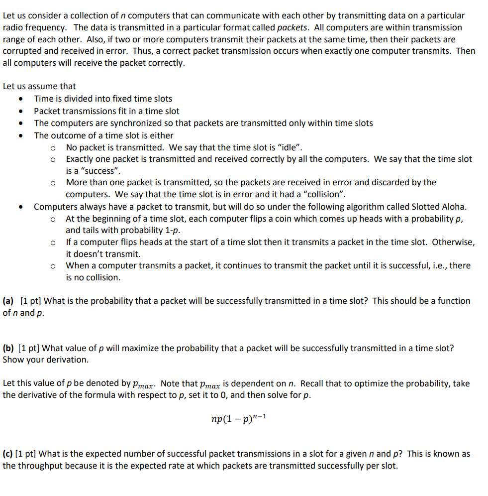 Solved - Computers always have a packet to transmit, but | Chegg.com