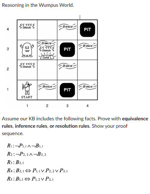 Solved Reasoning in the Wumpus World. Assume our KB includes | Chegg.com