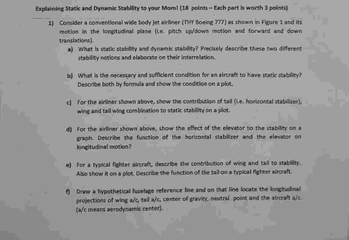 Solved Explaining Static and Dynamic Stability to your Moml | Chegg.com