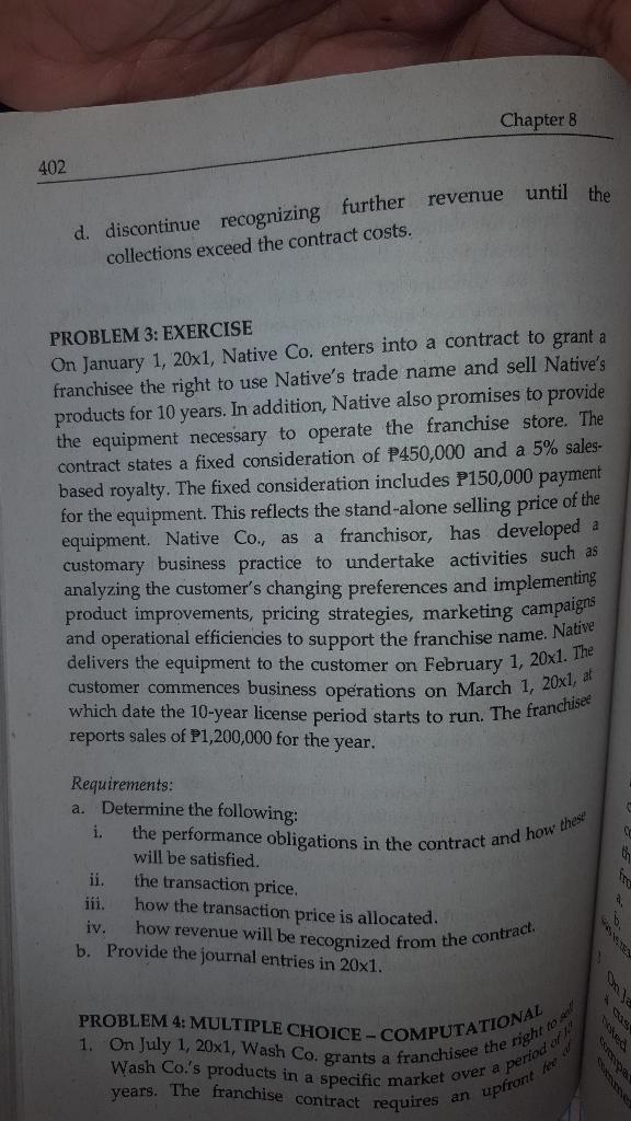 Solved 402 d. discontinue recognizing further collections | Chegg.com