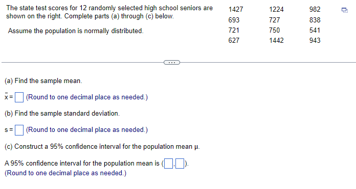 Solved (a) Find the sample mean. xˉ= (Round to one decimal | Chegg.com