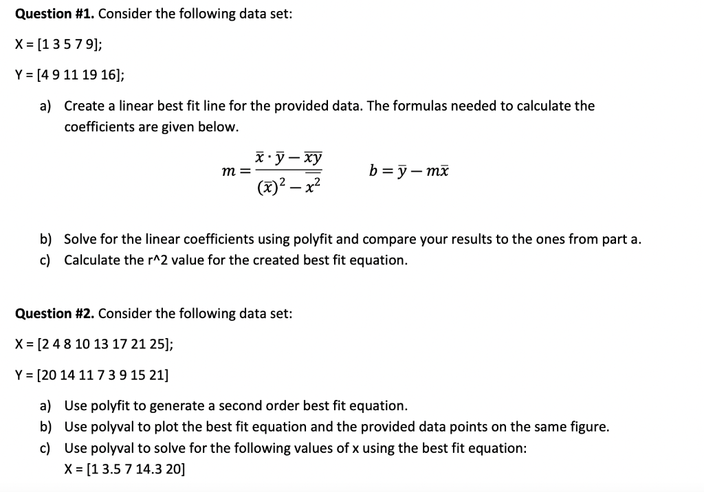 Solved Question \#1. Consider the following data set: a) | Chegg.com