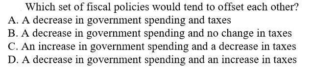 Solved Which set of fiscal policies would tend to offset | Chegg.com