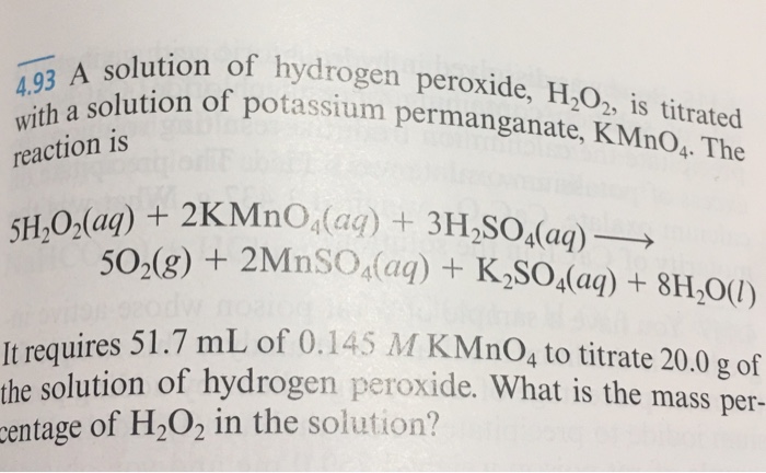 Solved With A Reaction Is Olution Of Hydrogen Peroxide