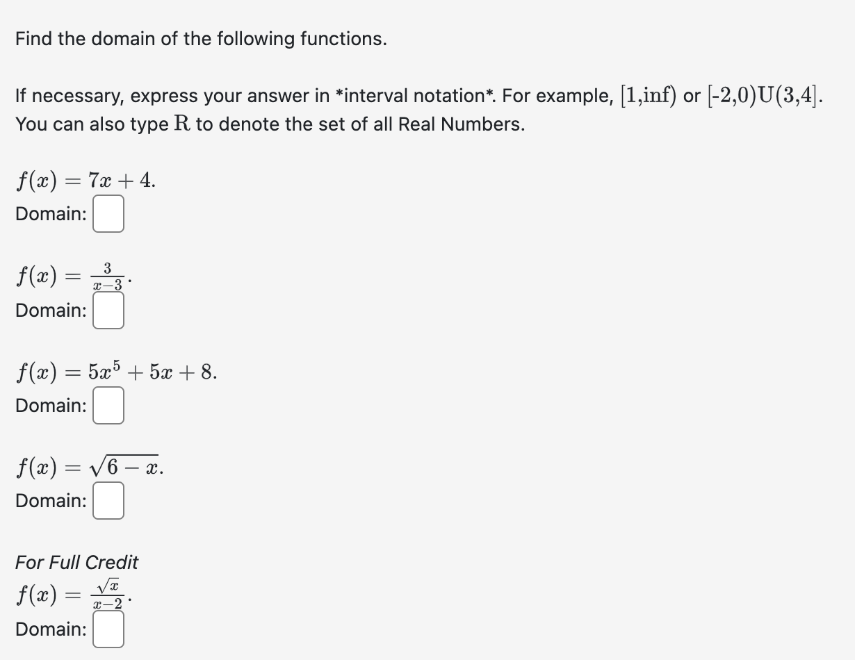 Solved Find The Domain Of The Following Functions If