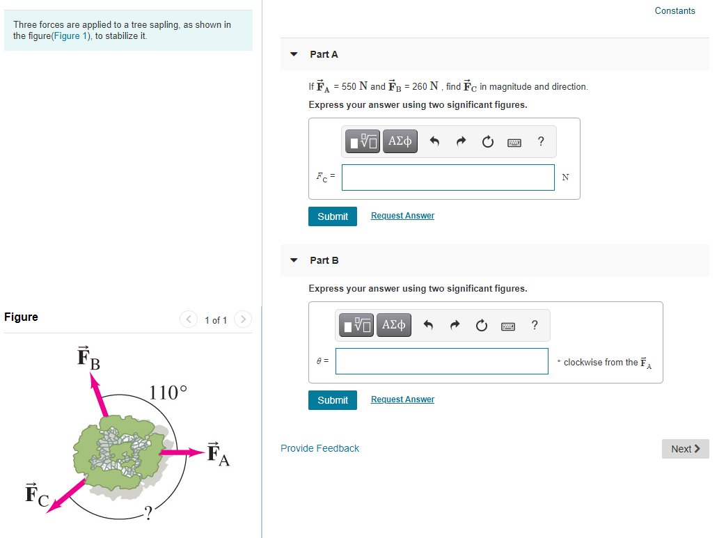 Solved Three forces are applied to a tree sapling, as shown | Chegg.com