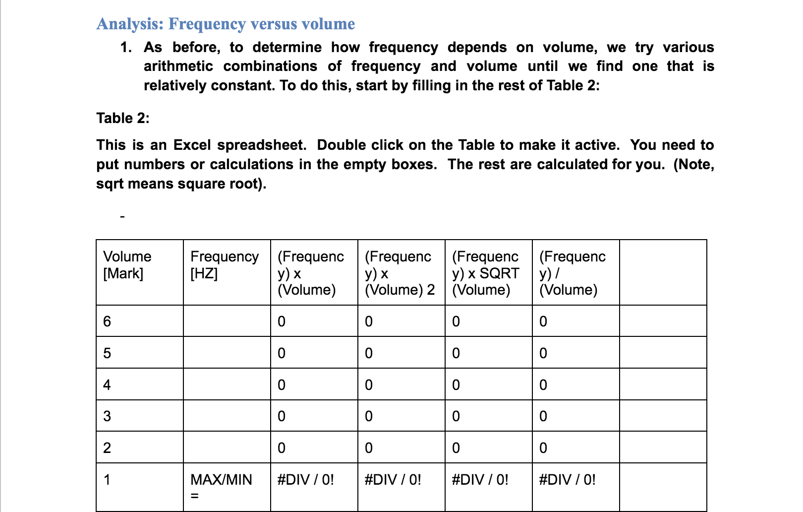 Analysis: Frequency versus volume 1. As before, to | Chegg.com