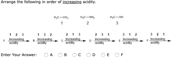 Solved Arrange the following in order of increasing acidity. | Chegg.com