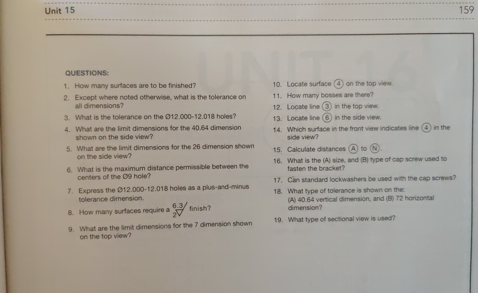Solved Unit 15 QUESTIONS: 1. How many surfaces are to be | Chegg.com