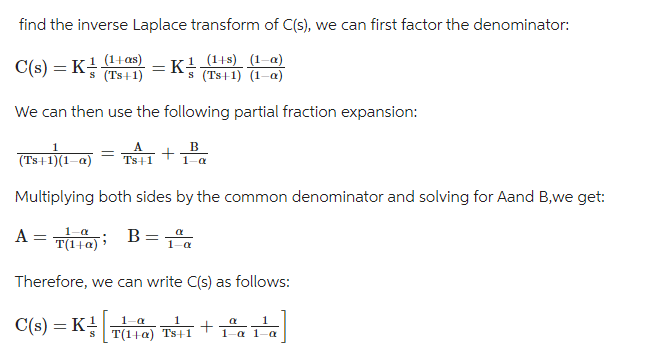 Solved find the inverse Laplace transform of C(s), we can | Chegg.com