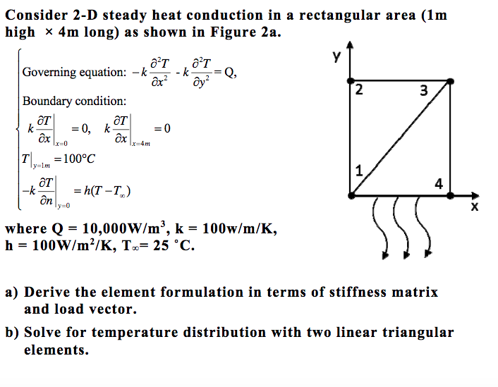 Consider 2-D steady heat conduction in a rectangular | Chegg.com