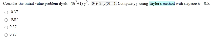 Solved Consider the initial value problem dy/dt= (3+2+1) y? | Chegg.com