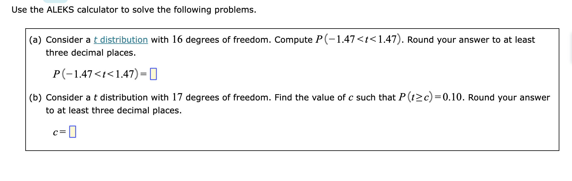 Solved Use the ALEKS calculator to solve the following | Chegg.com