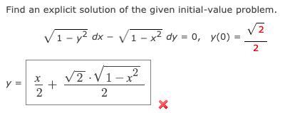 Solved Find an explicit solution of the given initial-value | Chegg.com