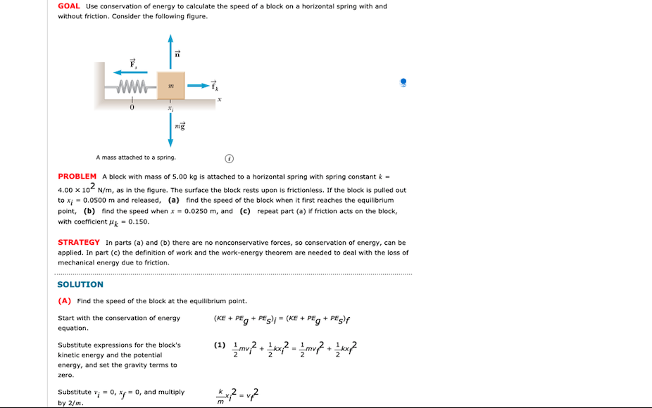 Solved GOAL Use conservation of energy to calculate the | Chegg.com