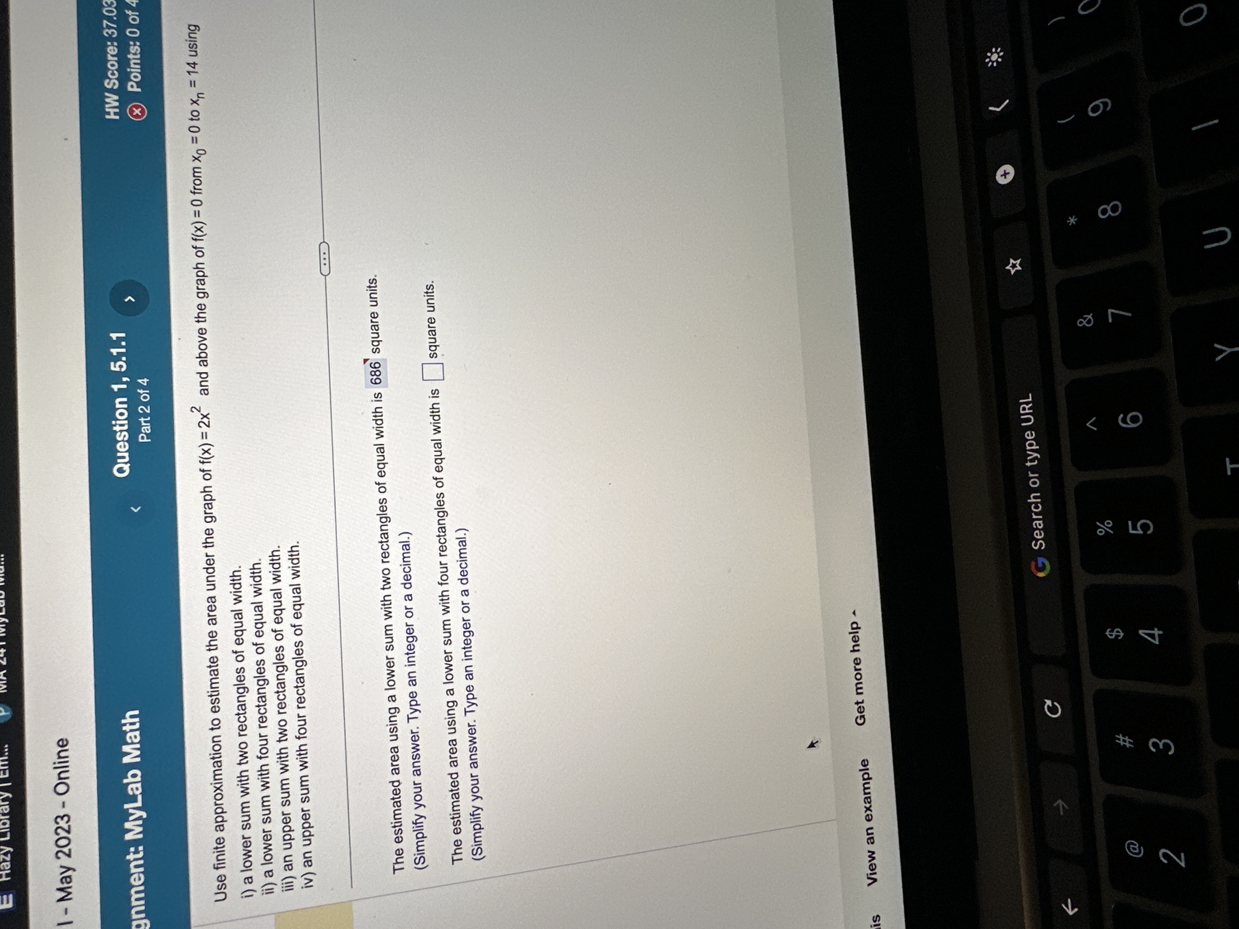 Solved Use Finite Approximation To Estimate The Area Under