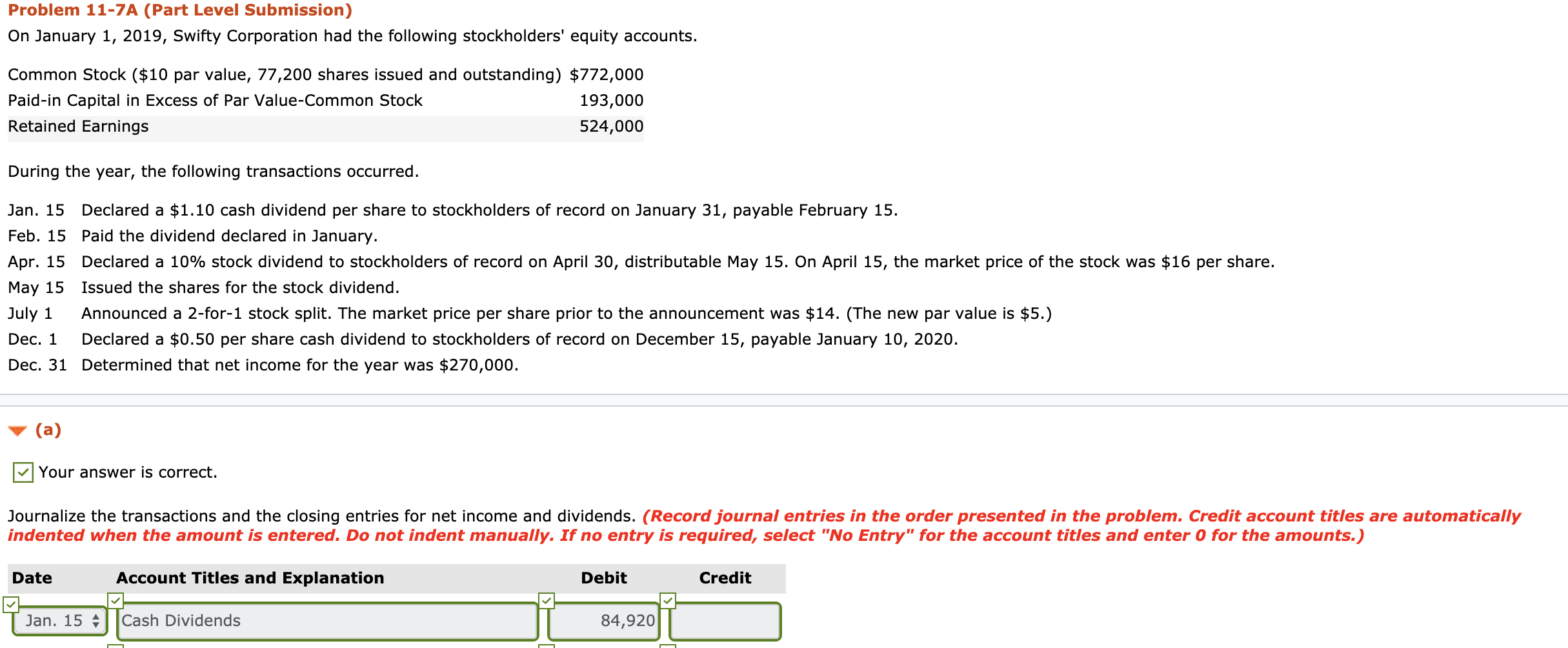 Solved Problem 11-7A (Part Level Submission) On January 1, | Chegg.com