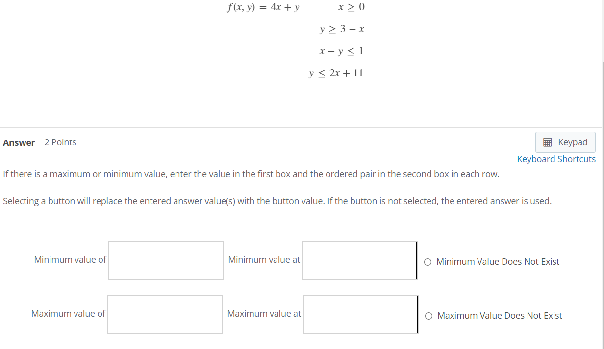 Solved Find the minimum and maximum values of the objective | Chegg.com