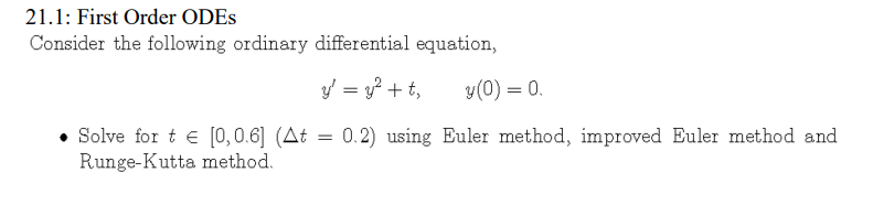 21.1: First Order ODEs Consider the following | Chegg.com