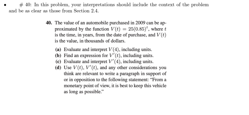 Solved \# 40: In this problem, your interpretations should | Chegg.com