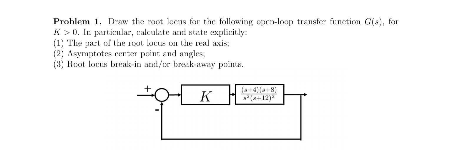 Solved Problem 1. Draw the root locus for the following | Chegg.com