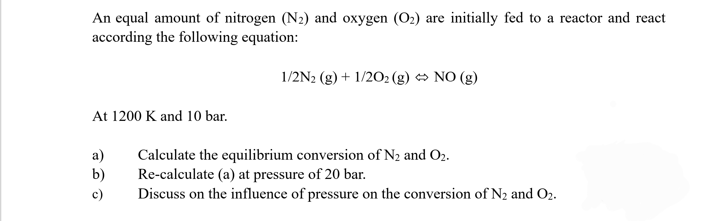 Solved An equal amount of nitrogen (N2) ﻿and oxygen (O2) | Chegg.com