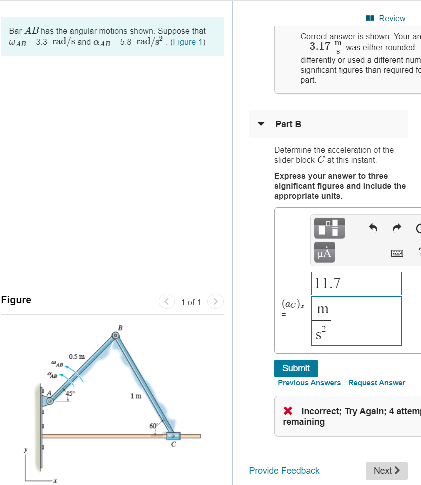 Solved Review Bar AB has the angular motions shown. Suppose | Chegg.com