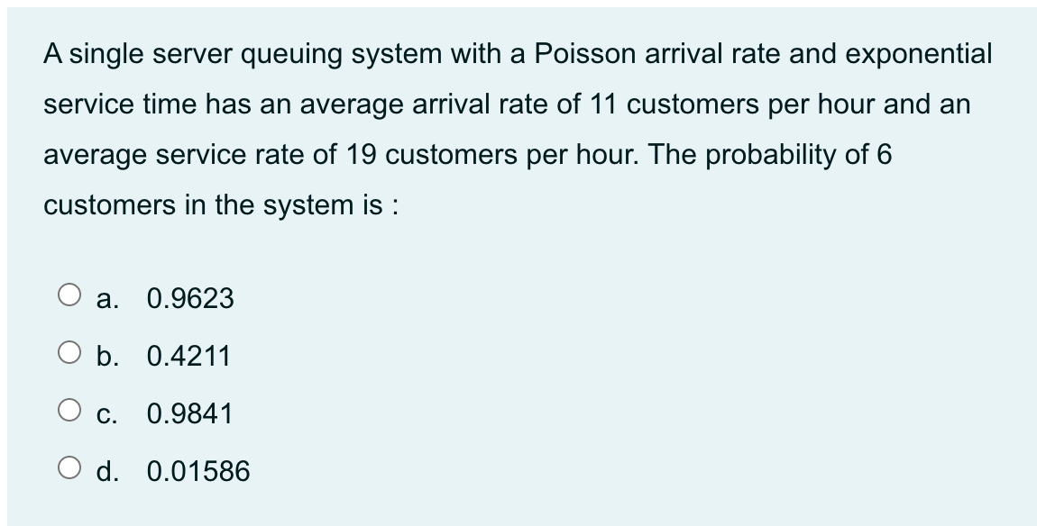 Solved A single server queuing system with a Poisson arrival | Chegg.com