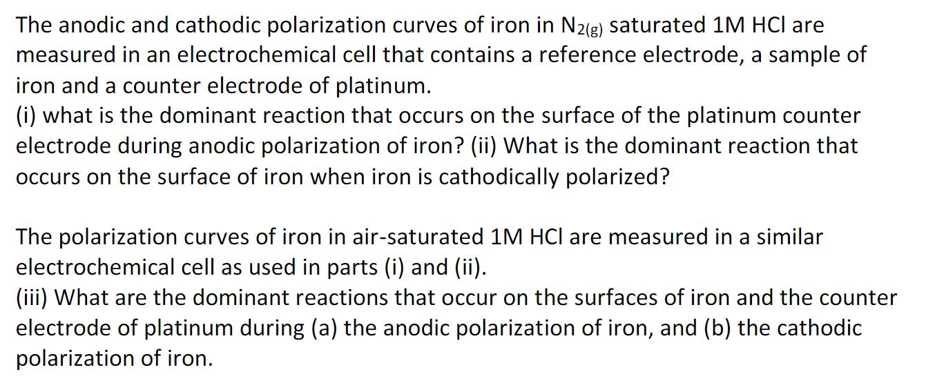 Solved The anodic and cathodic polarization curves of iron | Chegg.com