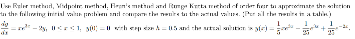 Solved Use Euler method, Midpoint method, Heun's method and | Chegg.com