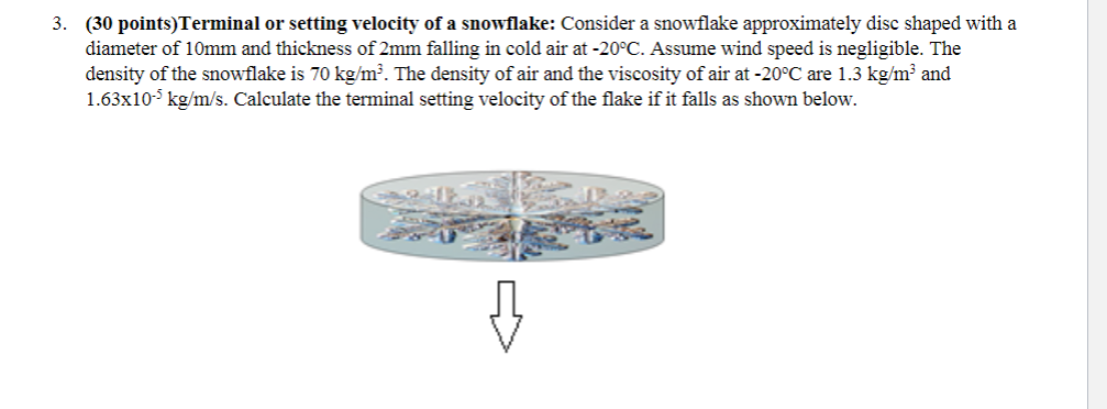 Solved 3. (30 points)Terminal or setting velocity of a | Chegg.com