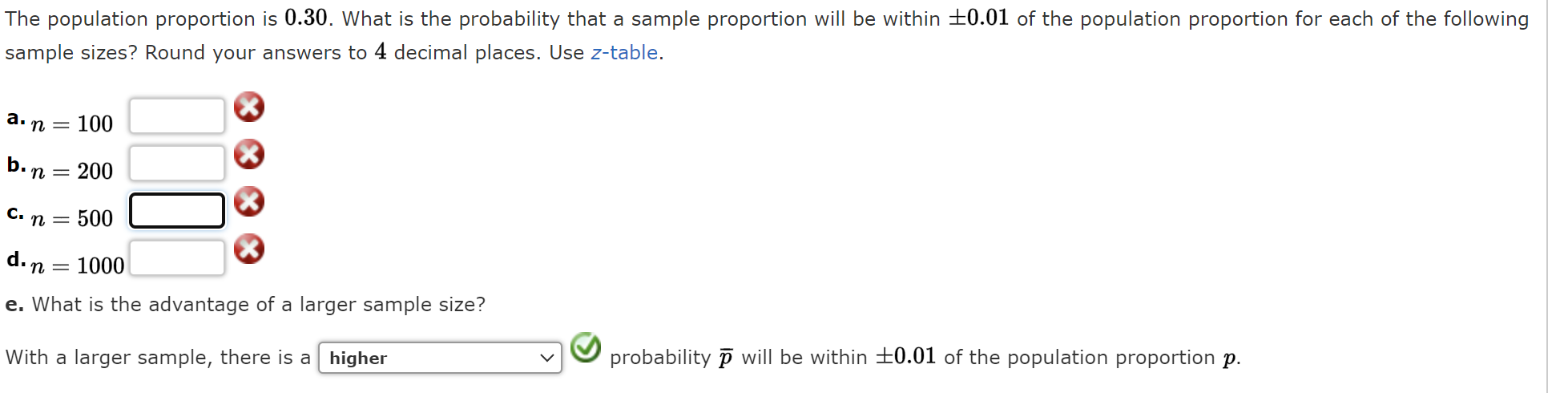 Solved The population proportion is 0.30 . What is the | Chegg.com